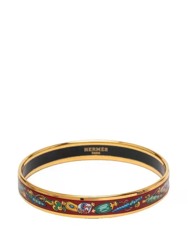 Hermès 20th Century Narrow Qu Importe Le Falcon Enamel Bangle 65 Costume Bracelet - Red