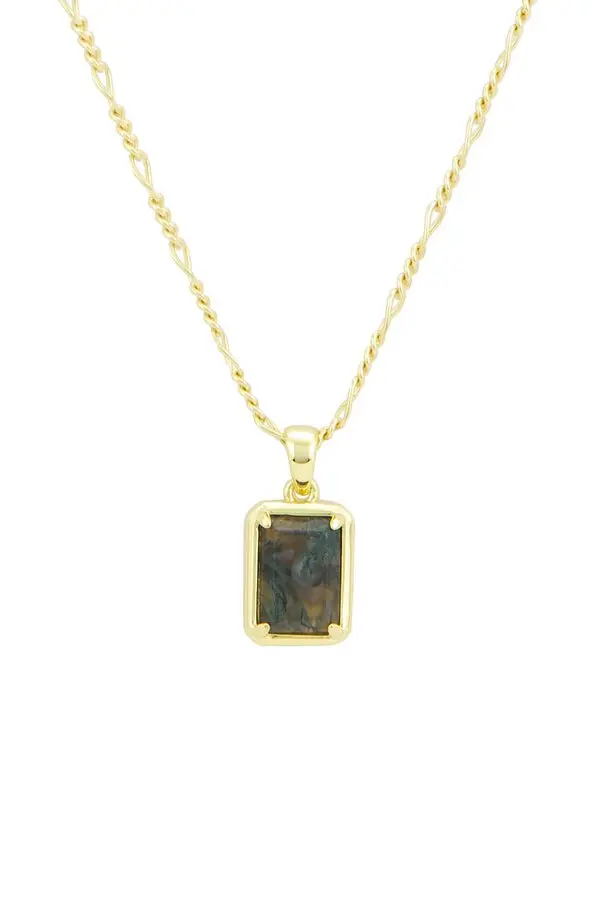 SERGE DENIMES Moss Agate Pendant Necklace