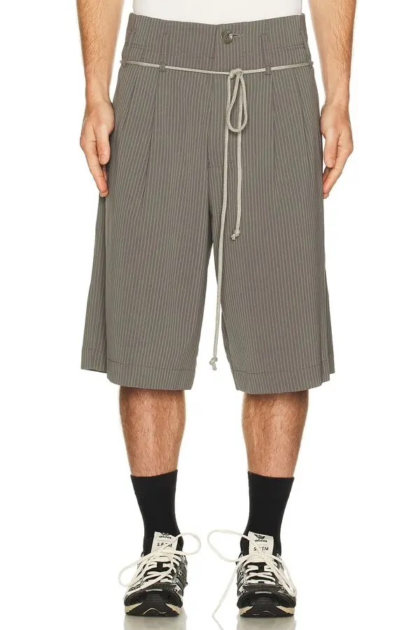 SONG FOR THE MUTE Double Pleated Shorts - Grey