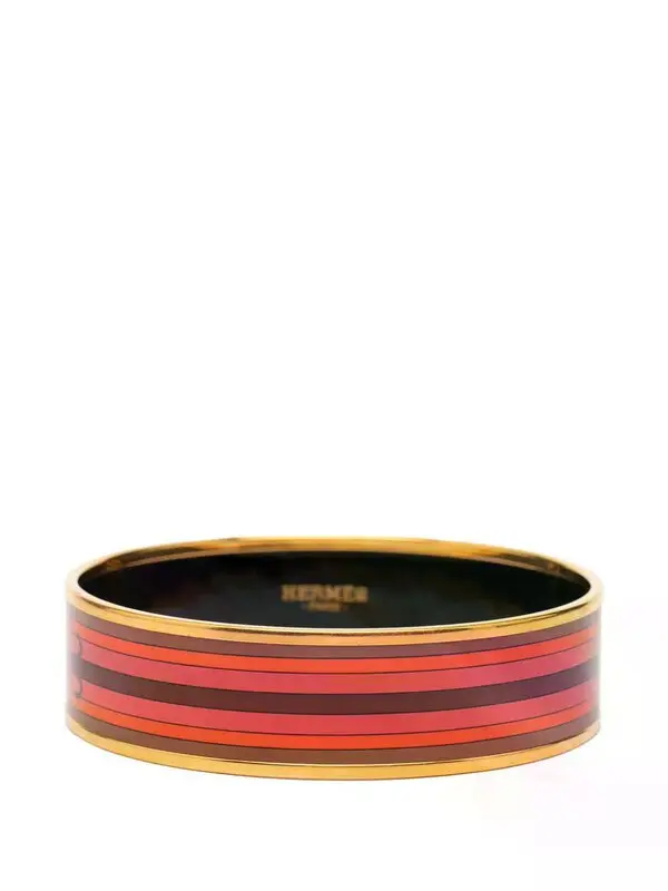 Hermès 2010-2025 Wide Printed Enamel Bangle 65 Costume Bracelet - Brown