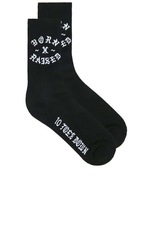 BORN X RAISED 10 Toes Down Rocker Socks - Black