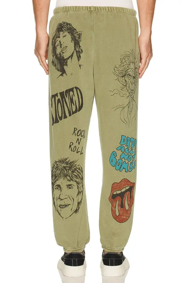 MadeWorn Rolling Stones Sketch P.e. Sweatpants In Green
