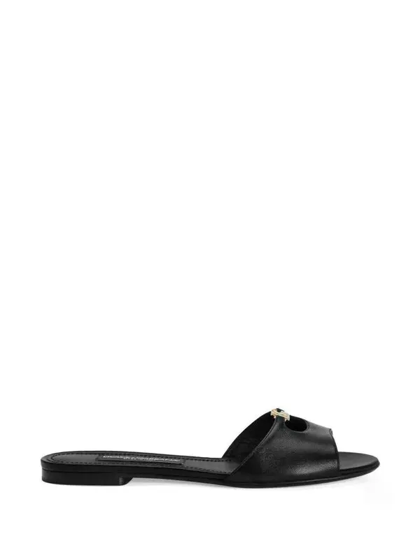 Dolce & Gabbana Silk Nappa Leather Flat Slippers - Black