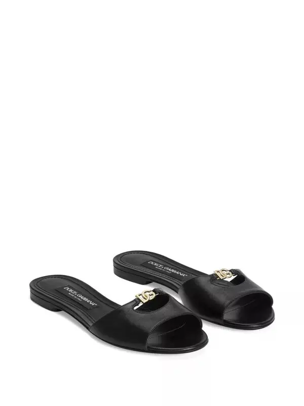 Dolce & Gabbana Silk Nappa Leather Flat Slippers
