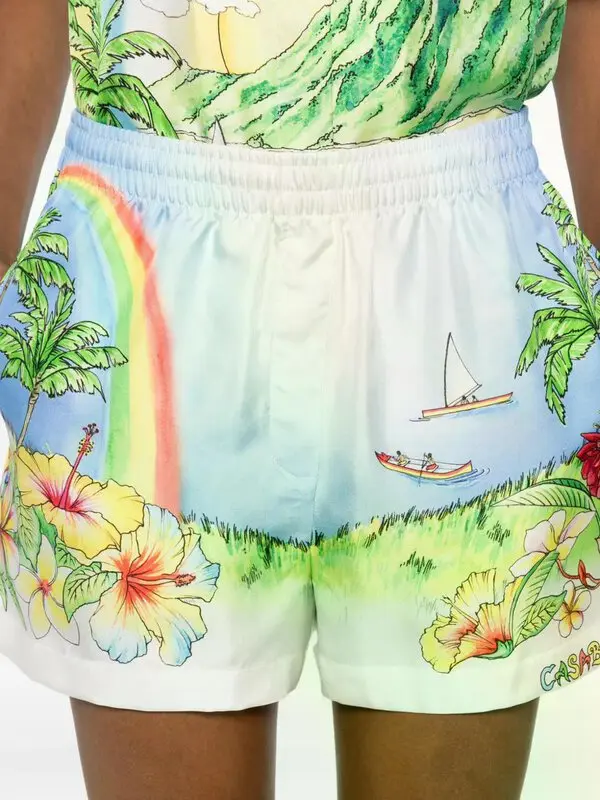 Casablanca Aloha Print Shorts - White