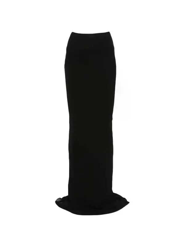 Rick Owens Ribbed Long Maxi Skirt - Black