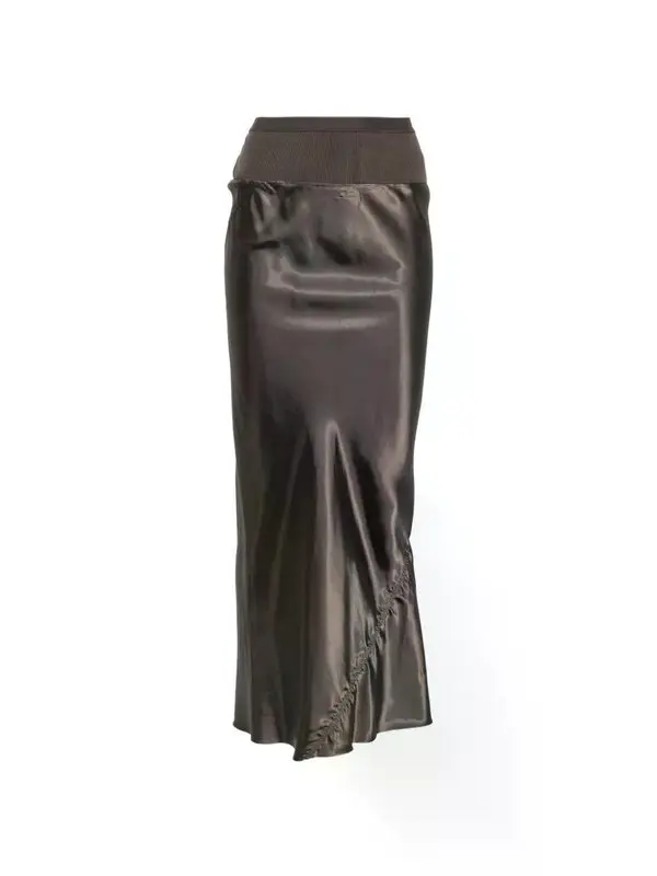 Rick Owens Ribbed Gathered Maxi Skirt - Grey