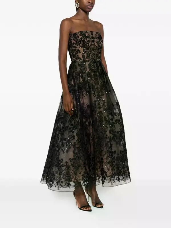 Elie Saab Floral-embroidered Midi Dress