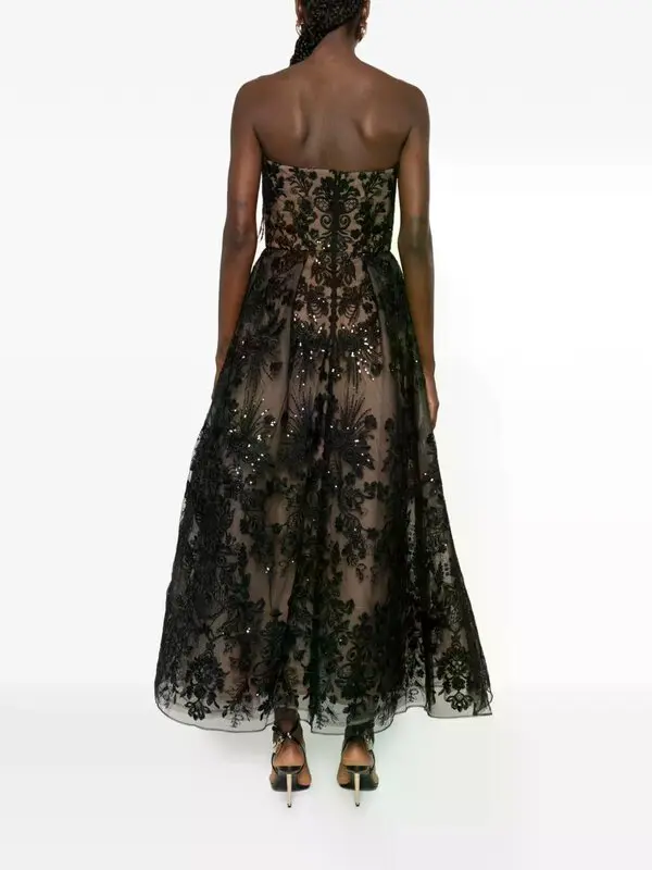 Elie Saab Floral-embroidered Midi Dress
