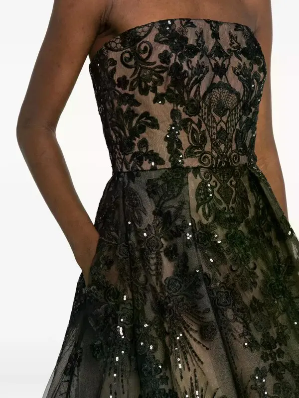 Elie Saab Floral-embroidered Midi Dress