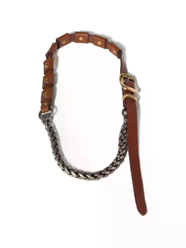 Miu Miu Buckled Leather Necklace
