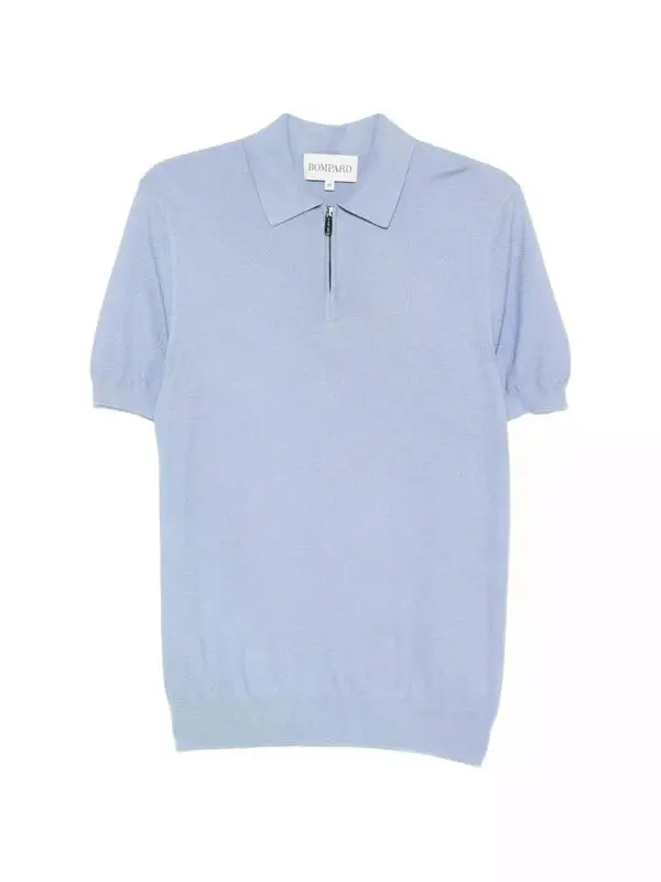 Eric Bompard Zipped Pique-knit Polo Shirt - Blue