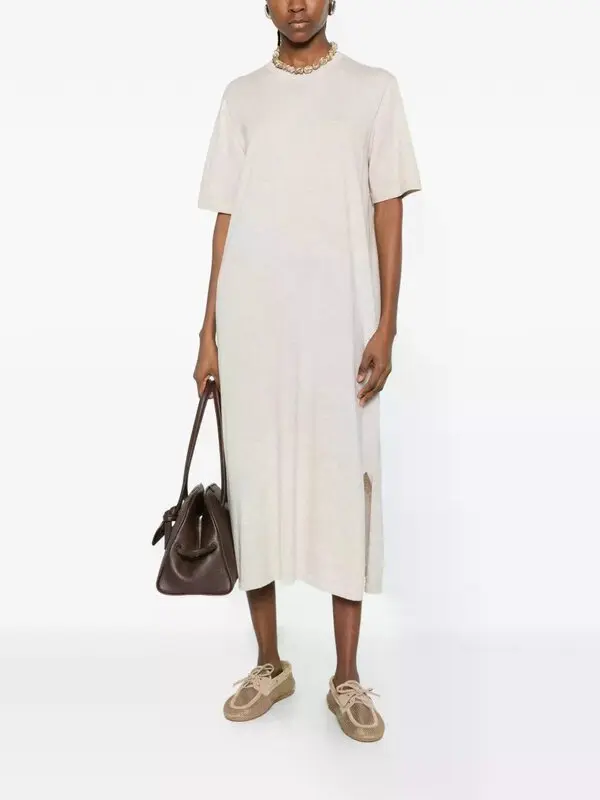 Eric Bompard Side-slit T-shirt Midi Dress - Neutrals