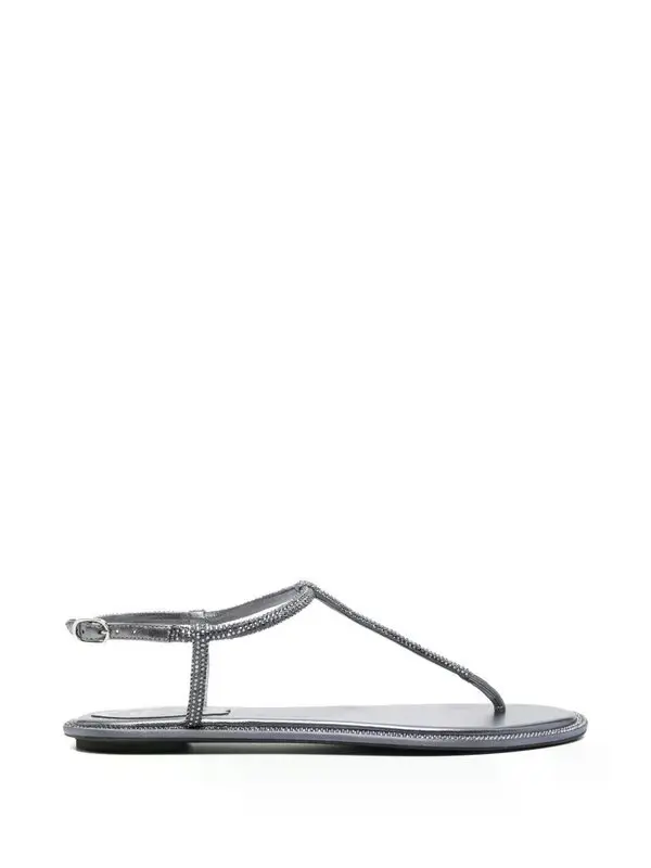Rene Caovilla Diana Embellished T-strap Sandals - Silver