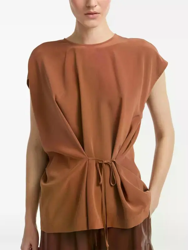 YVES SALOMON Tie-detailed Top - Brown