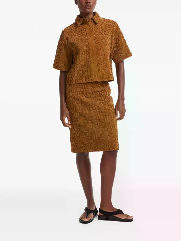 YVES SALOMON Suede Short-sleeve Shirt