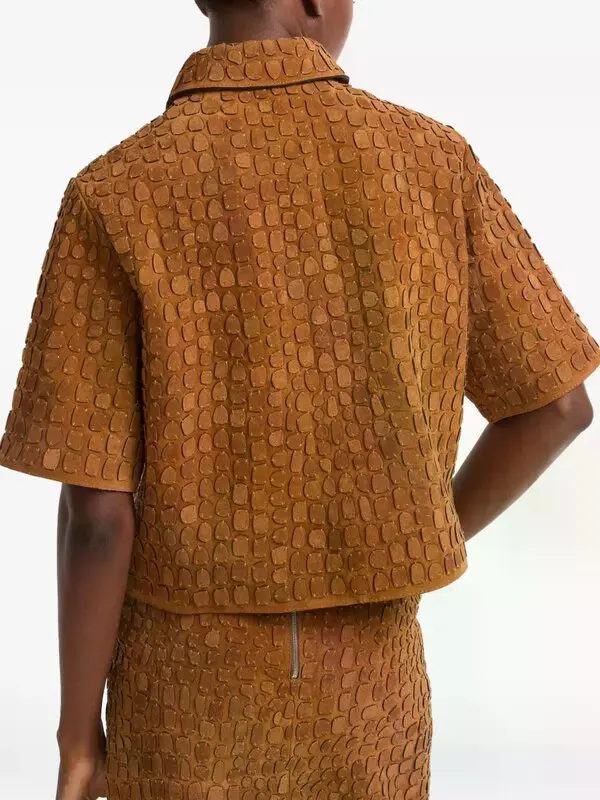 YVES SALOMON Suede Short-sleeve Shirt
