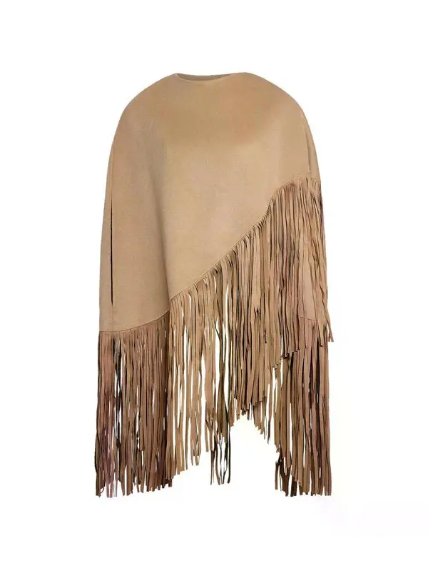 YVES SALOMON Asymmetrical Fringed Cape