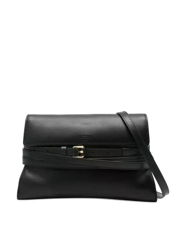 Moschino Leather Buckle Shoulder Bag - Black