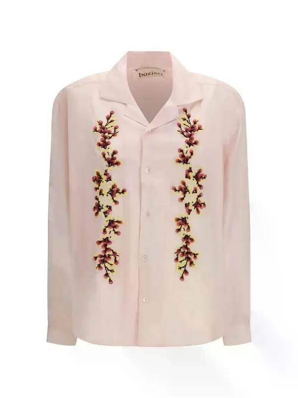 BAZISZT Floral-embroidered Shirt - Pink
