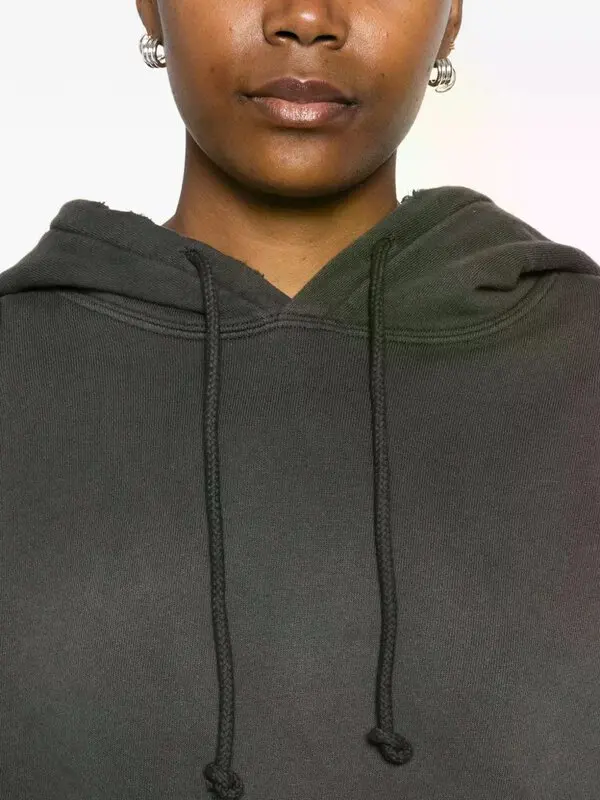 GOLDEN GOOSE Cropped Logo Print Hoodie - Grey