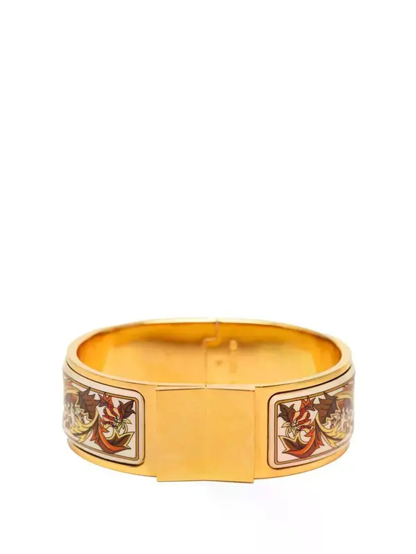 Hermès 1990-2010 Enamel Fall Foliage Loquet Hinge Bracelet Pm Costume Bracelet - Brown