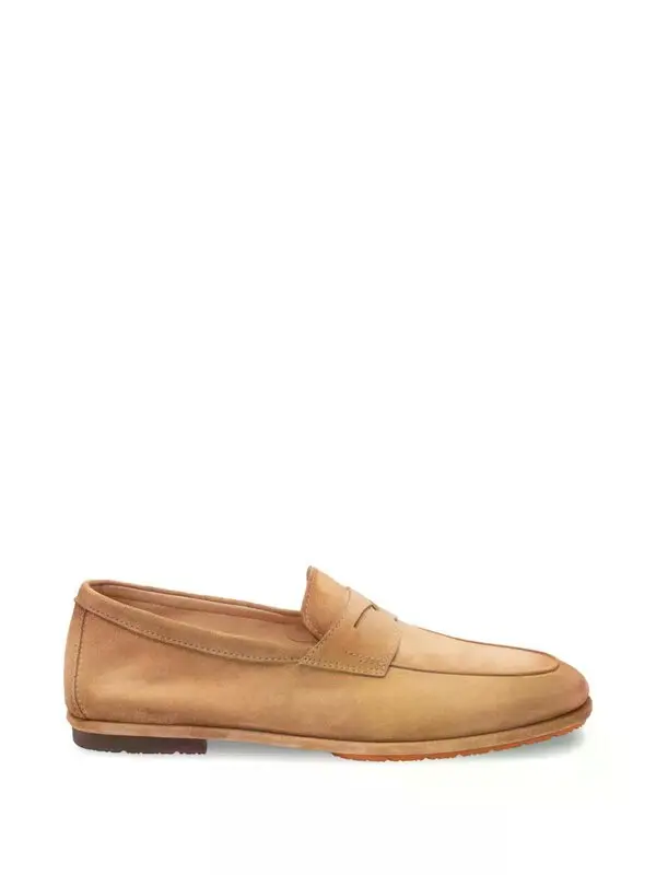 Santoni Suede Penny Loafers - Neutrals
