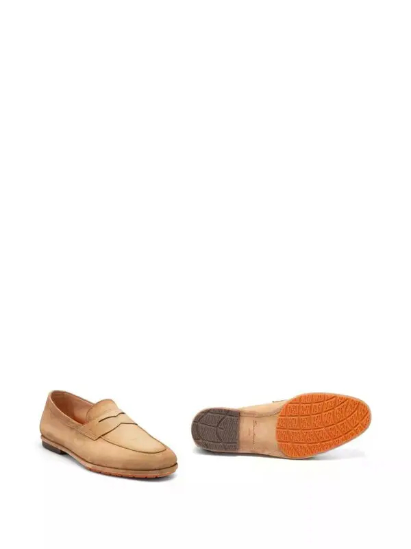 Santoni Suede Penny Loafers