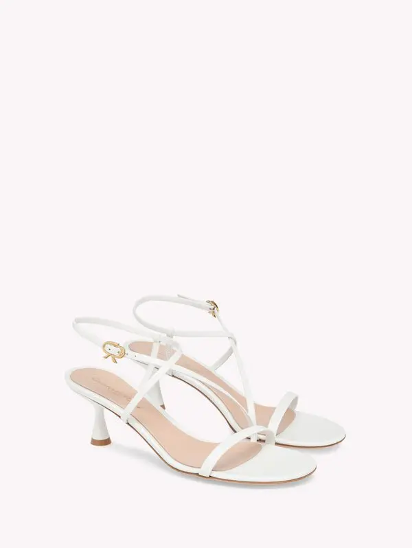 GIANVITO ROSSI Ascent 55 Metallic Leather Sandals - White - Calf