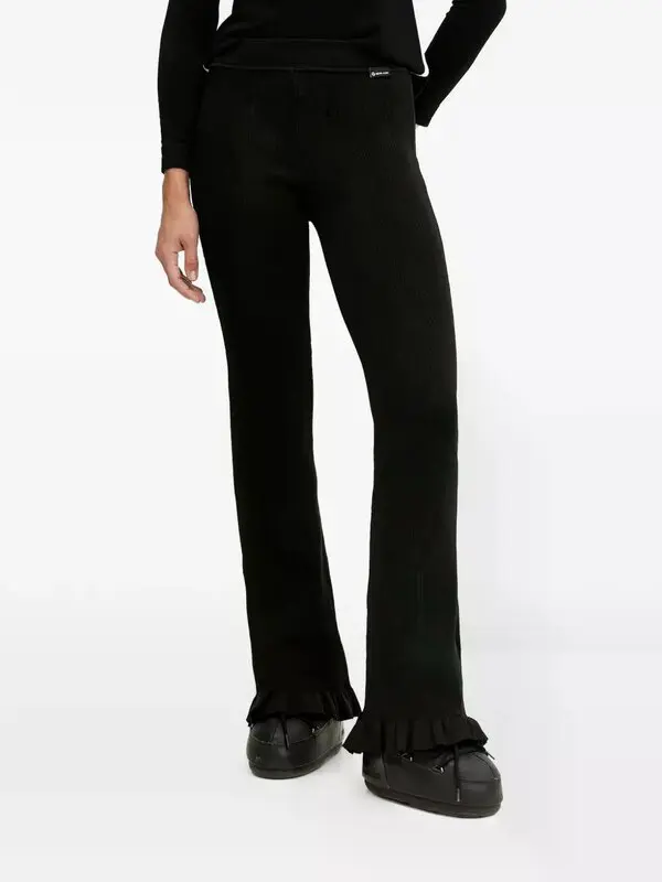 NEWLAND Ruffled Ribbed Trousers - Black