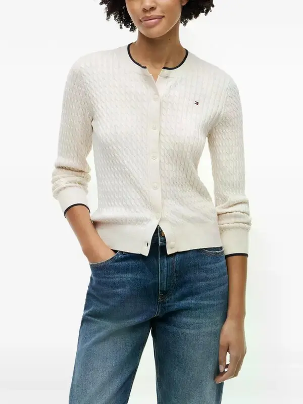 Tommy Hilfiger Embroidered-logo Cardigan - Neutrals