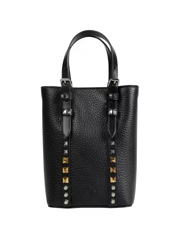 Valentino Garavani Mini Rockstud Leather Tote Bag - Black