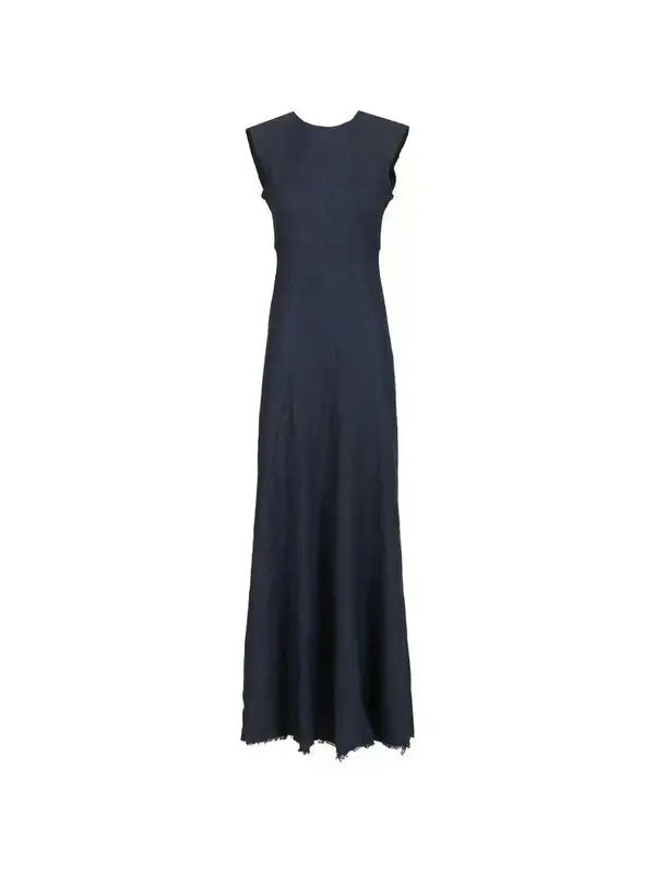 Seafarer Frayed-hem Maxi Dress - Blue