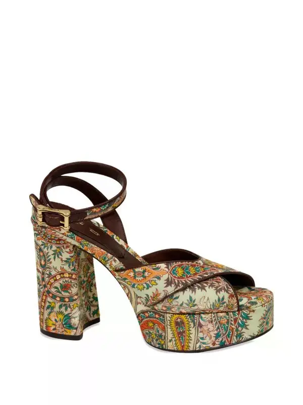 Etro Paisley-print Buckle Sandals - Neutrals