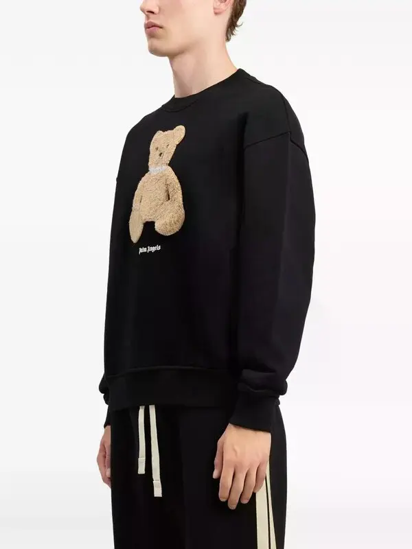 Palm Angels Textured Bear Graphic Sweatshirt - Black