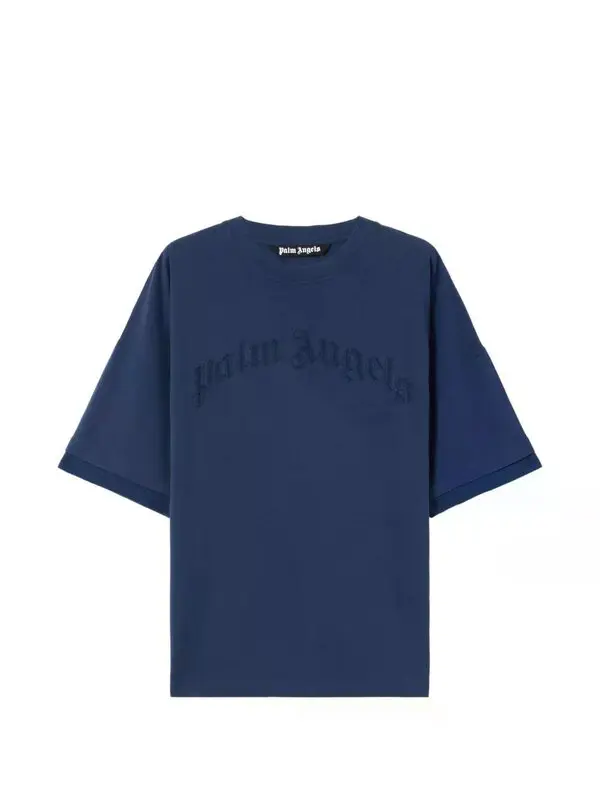 Palm Angels Curved Logo Loose Double T-shirt - Blue