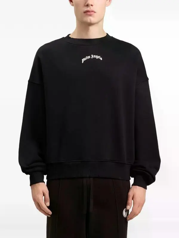 Palm Angels Curved-logo Sweatshirt - Black