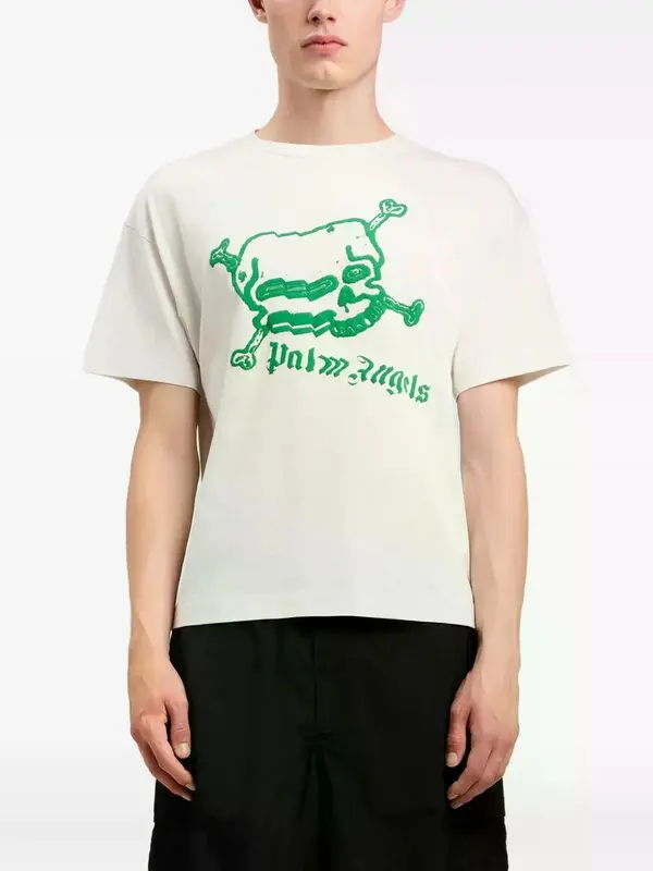 Palm Angels Skull Graphic T-shirt - Neutrals