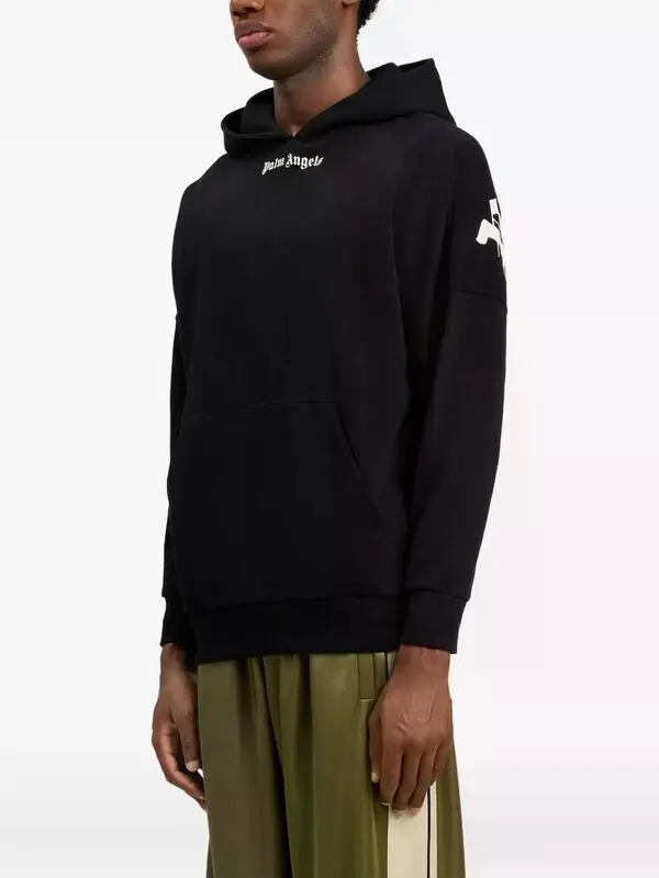 Palm Angels Logo-print Hooded Sweatshirt - Black