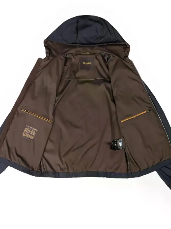 MOORER Hooded Zip-front Jacket - Blue