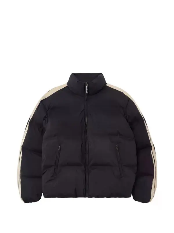 Palm Angels Logo-detail Stripe Puffer Jacket - Black