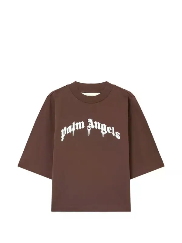 Palm Angels Curved Logo Boxy T-shirt - Brown