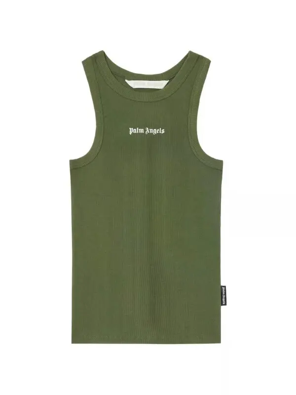 Palm Angels Logo Ribbed Tank Top - Green