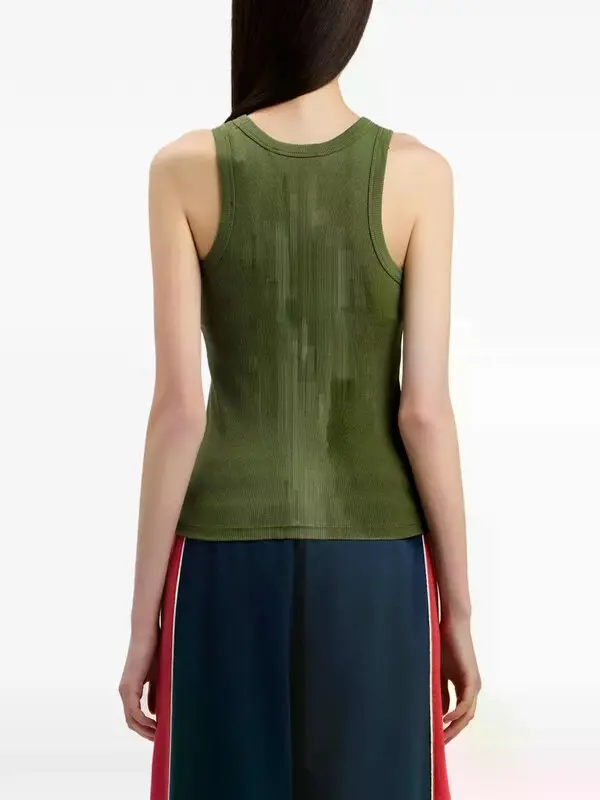 Palm Angels Logo Ribbed Tank Top - Green