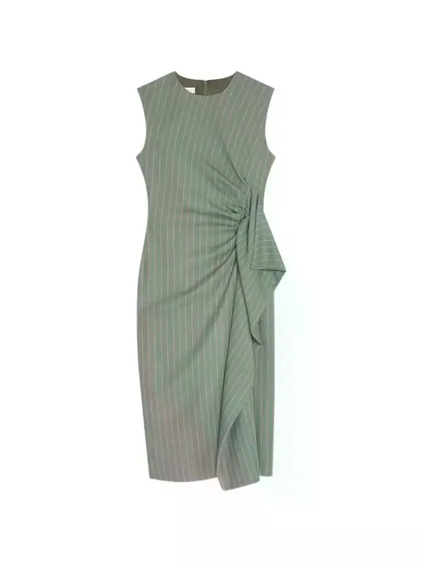 Dries Van Noten Pinstripe Ruffle Midi Dress