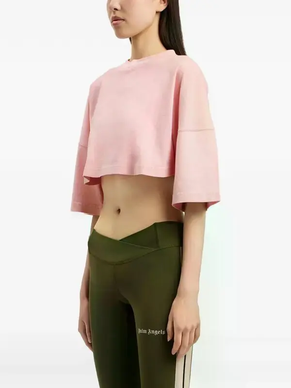 Palm Angels Logo-printed Cropped T-shirt - Pink