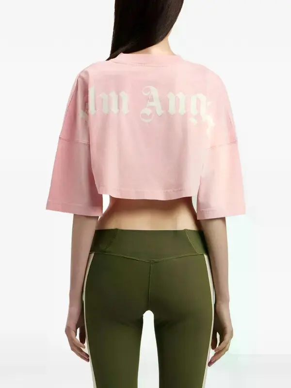 Palm Angels Logo-printed Cropped T-shirt - Pink