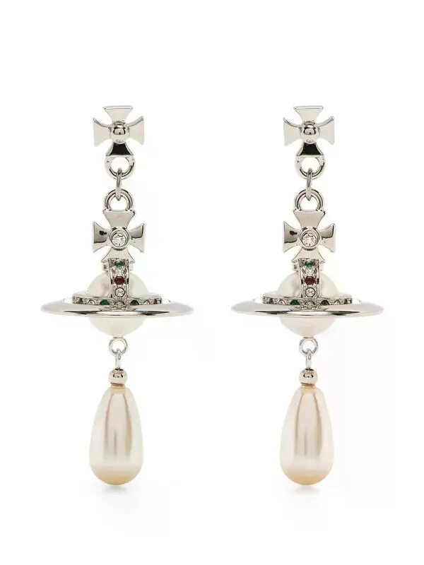 VIVIENNE WESTWOOD Pearl Orb Drop Earrings - Silver