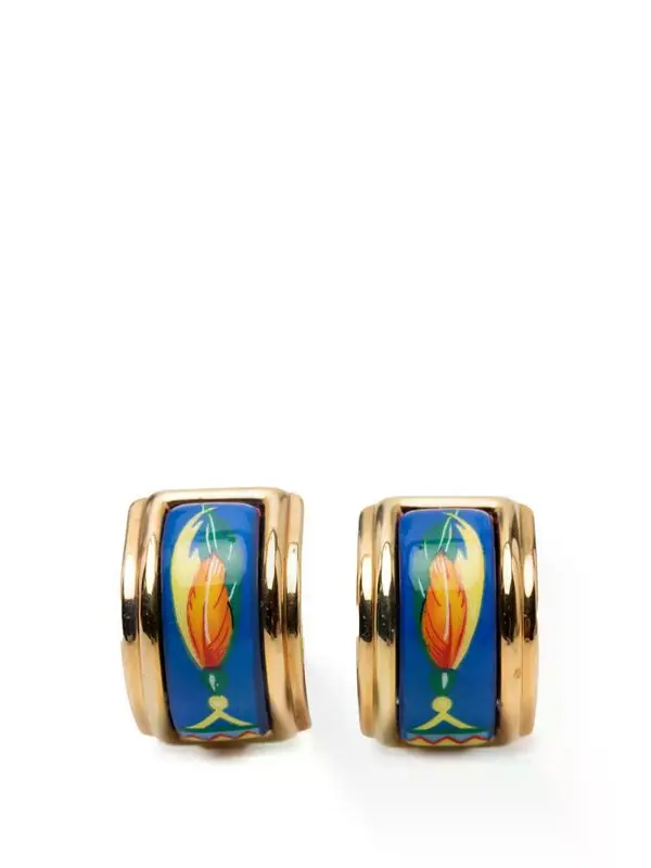 Hermès Enamel Feather Clip-on Earrings - Blue