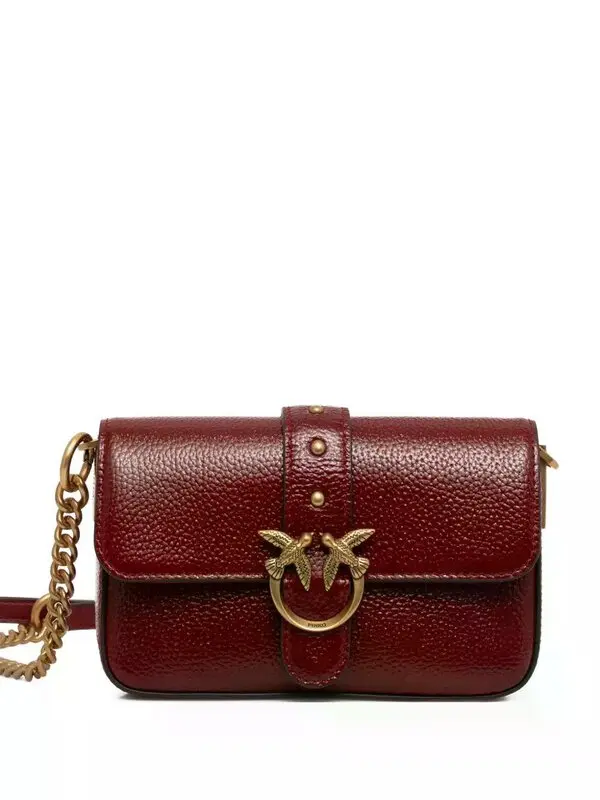 Pinko Love Birds Leather Mini Crossbody Bag - Red